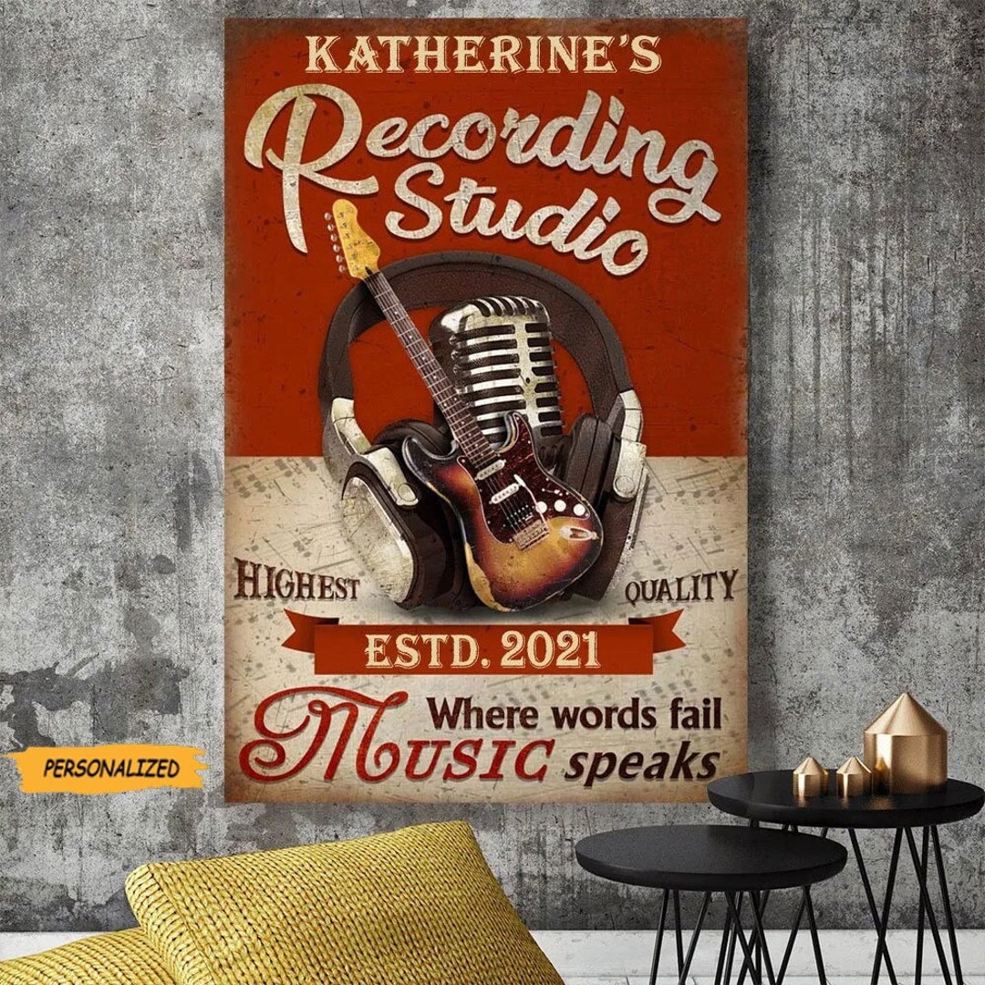 Personalized Guitar Where Words Fail Vertical Poster/canvas, Recording ...