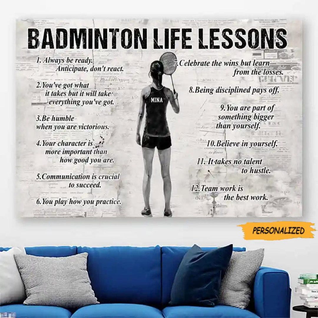 Badminton Life Lessons Personalized Poster, Gift for Badminton Lovers ...