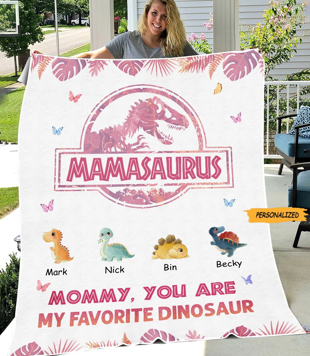 Mamasaurus Mommy You Are My Favorite Dinosaur Personalized Blanket ...