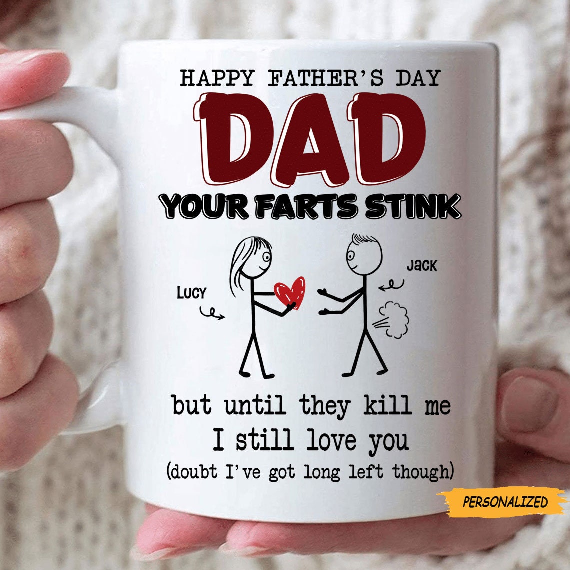 Personalized Dad Your Farts Stink Funny Father’s Day Gift Custom Coffee ...