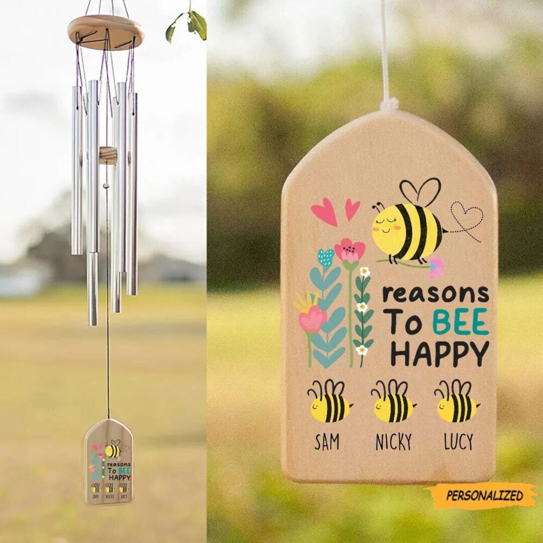 Reason to Be Happy, Personalized Family Wind Chimes, Gift for Family ...