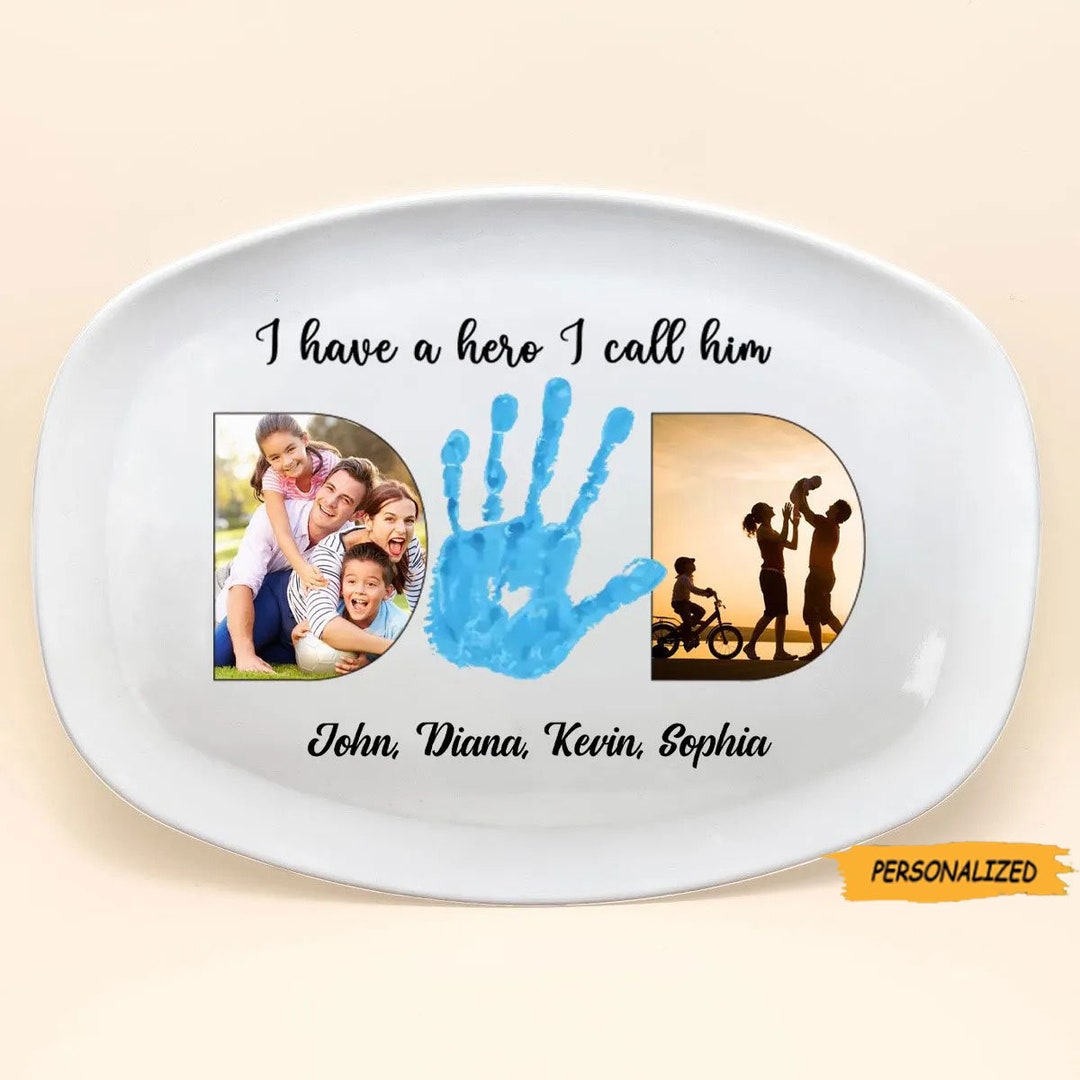 Custom Photo, Handprint Personalized Platter, Father’s Day Gift ...