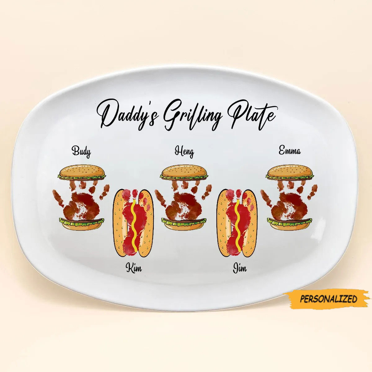 Daddys Grilling Platter Hamburger Hot Dog Fast Food Personalized ...