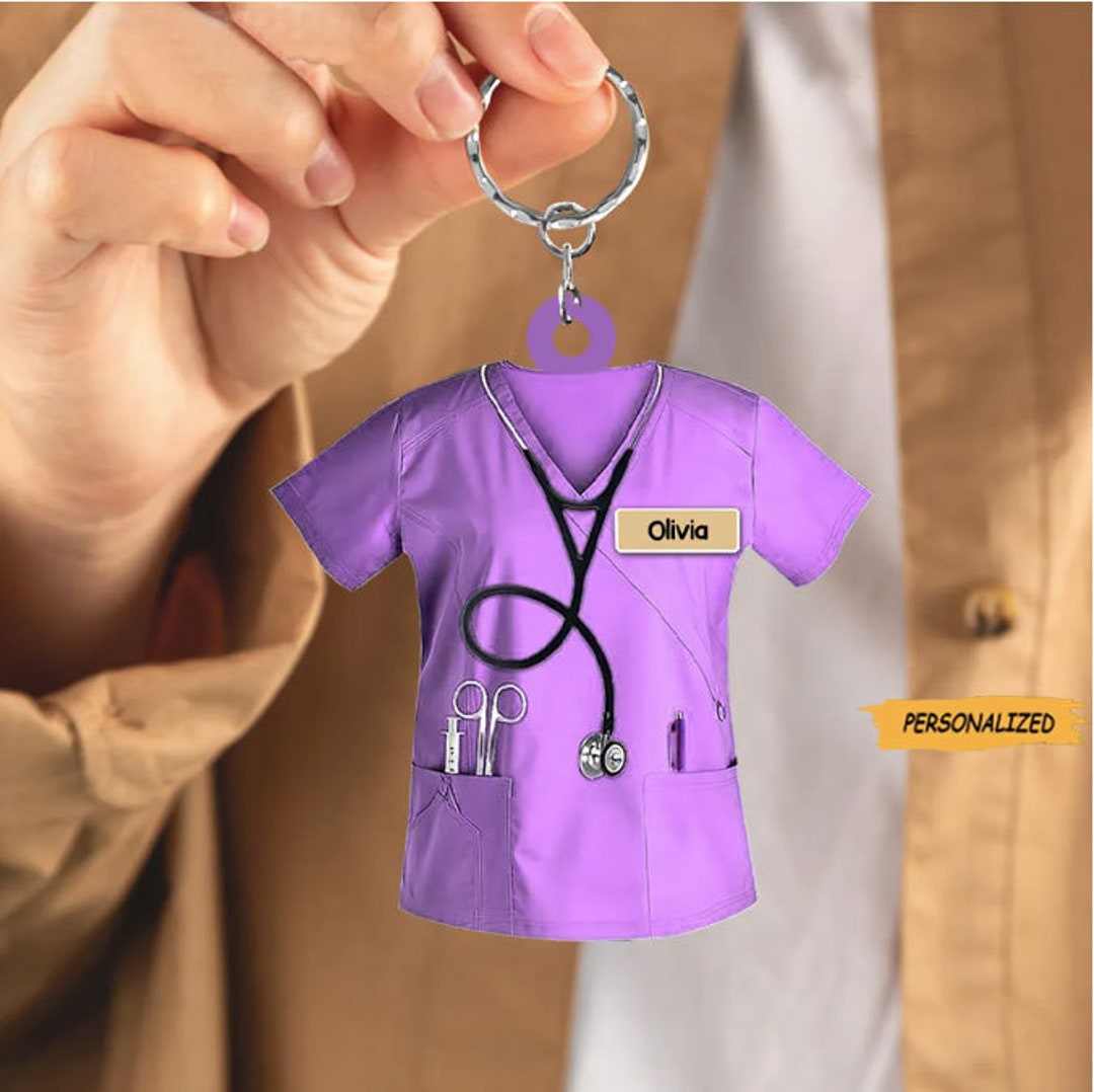 Personalized Name Nurse Scrubs Acrylic Keychain/ Car Hanging Ornament ...