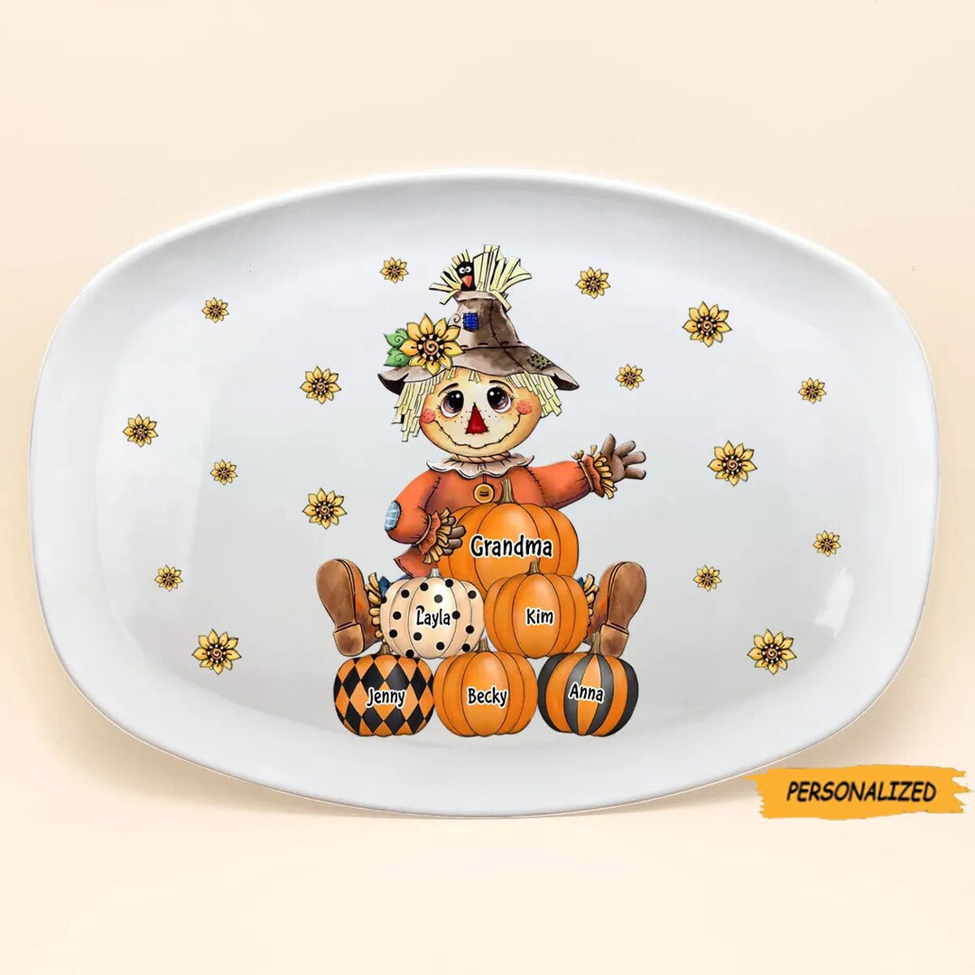 Grandma Fall Pumpkin Personalized Custom Platter Fall, Halloween Gift ...