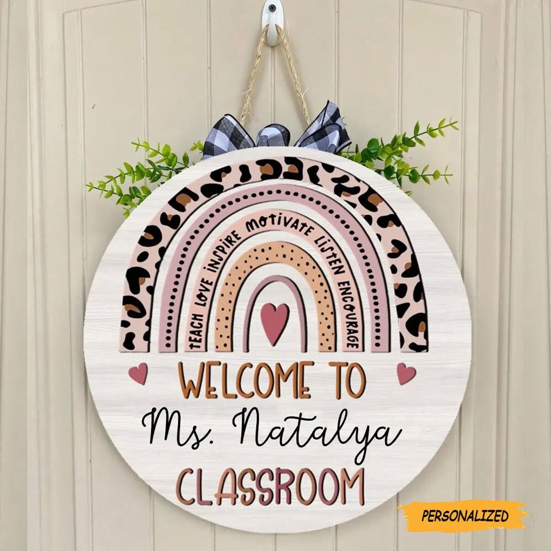 Personalized Name Welcome Teacher Wood Sign for Classroom, Back to ...