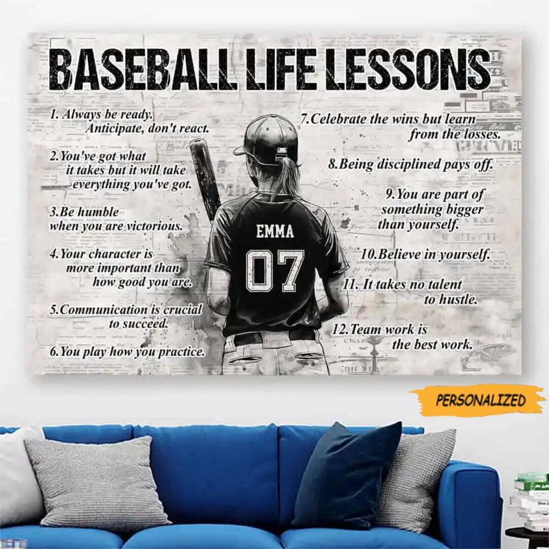 Baseball Life Lessons Personalized Poster, Gift for Baseball Lovers ...