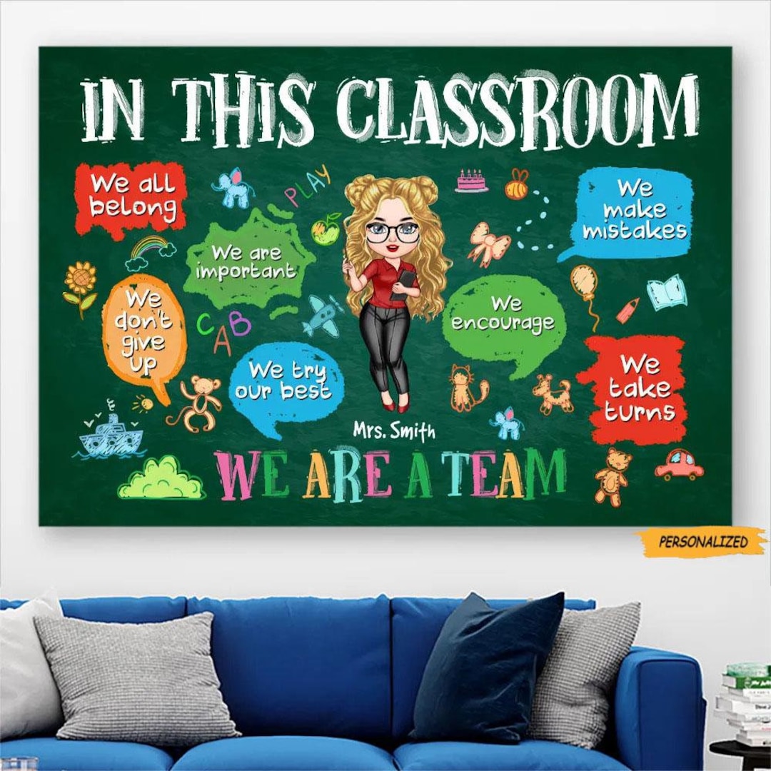 In This Classroom We Are A Team, Personalized Poster, Back to School ...
