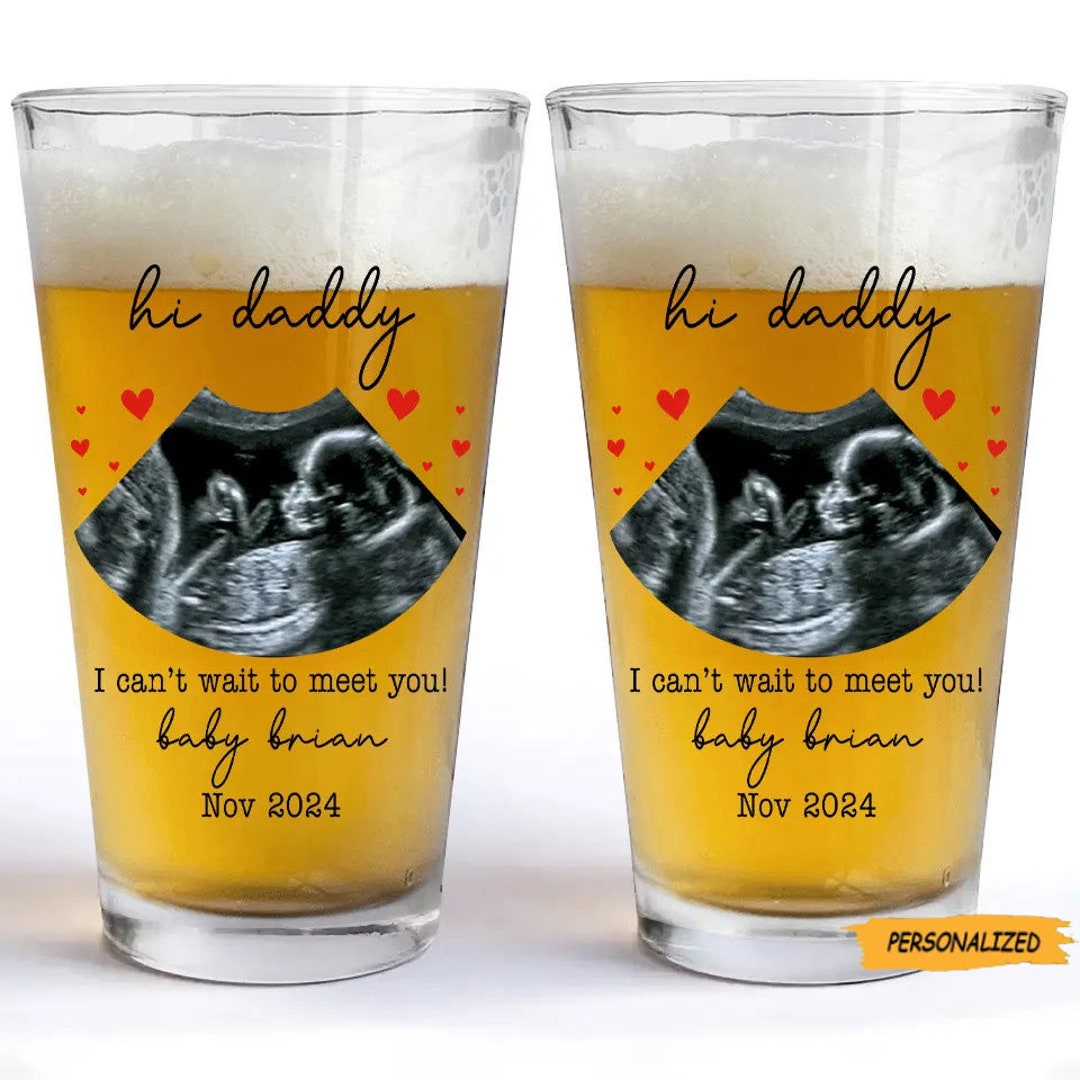 Custom Ultrasound Photo Personalized Beer Glass, New Dad Gift, Fathers ...