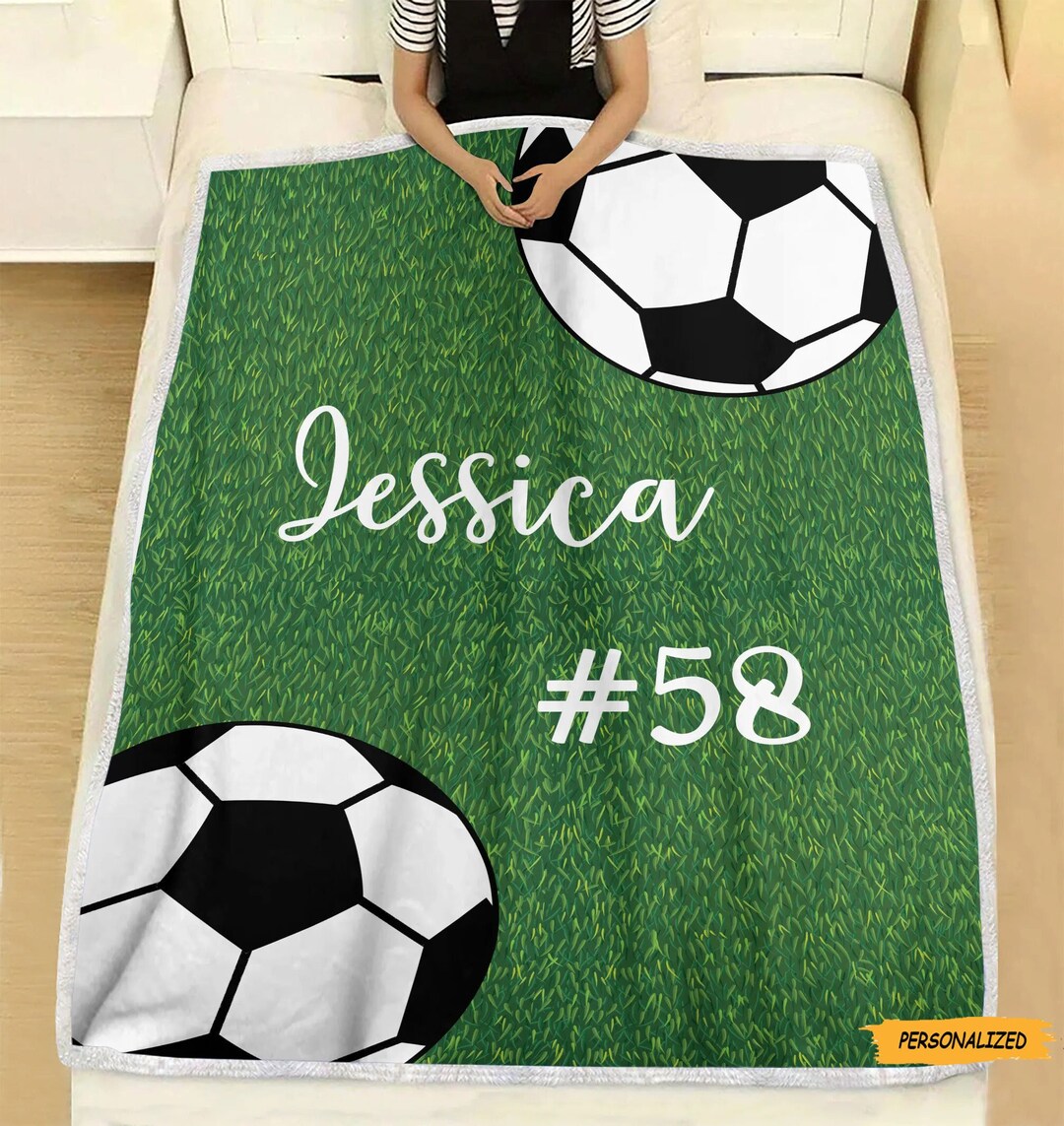Personalized Custom Soccer Blanket, Gift for Soccer Lovers With Custom ...