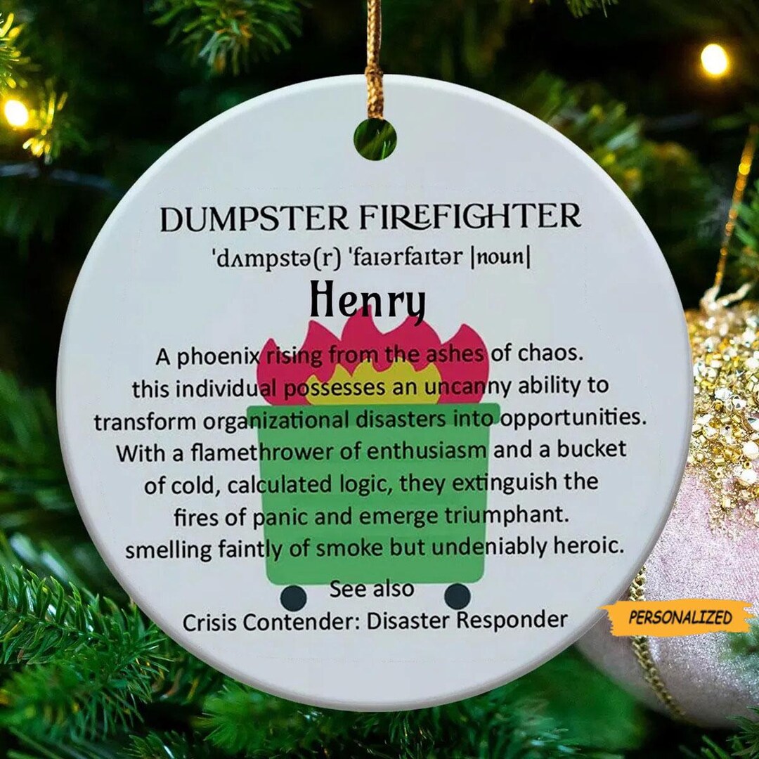 Funny Dumpster Firefighter Personalized Ornament, Gift for Boss ...