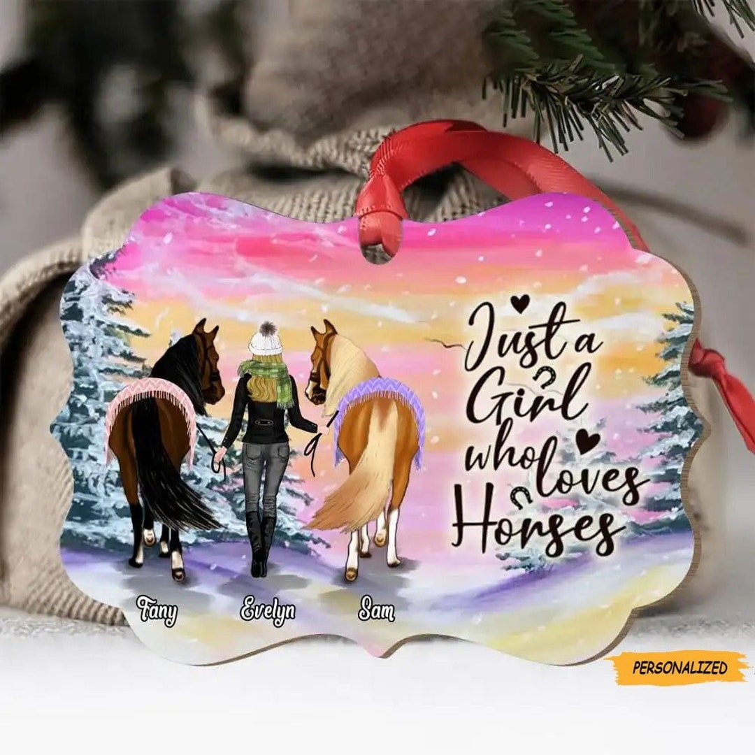 Personalized Custom Horse Girl Aluminium Ornament, Fall Gift Idea for ...