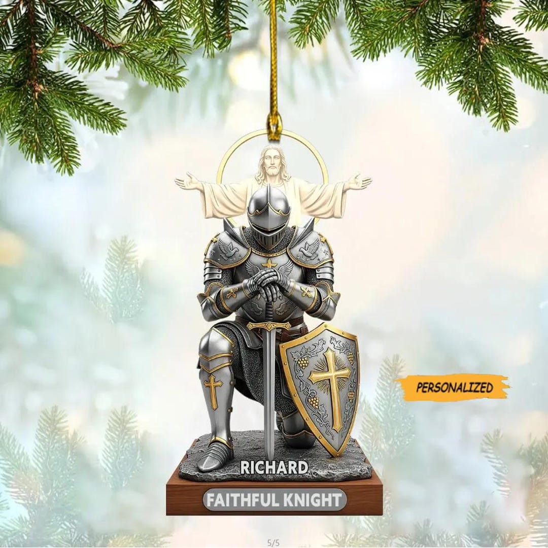 Personalized Faithful Knight Christmas Custom 2D Flat Acrylic Ornament ...