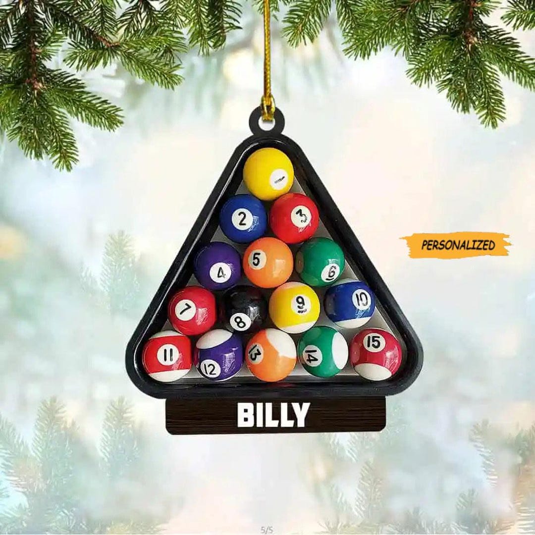 Personalized Billiard Christmas Ornament, Gift for Pool Balls Lovers ...