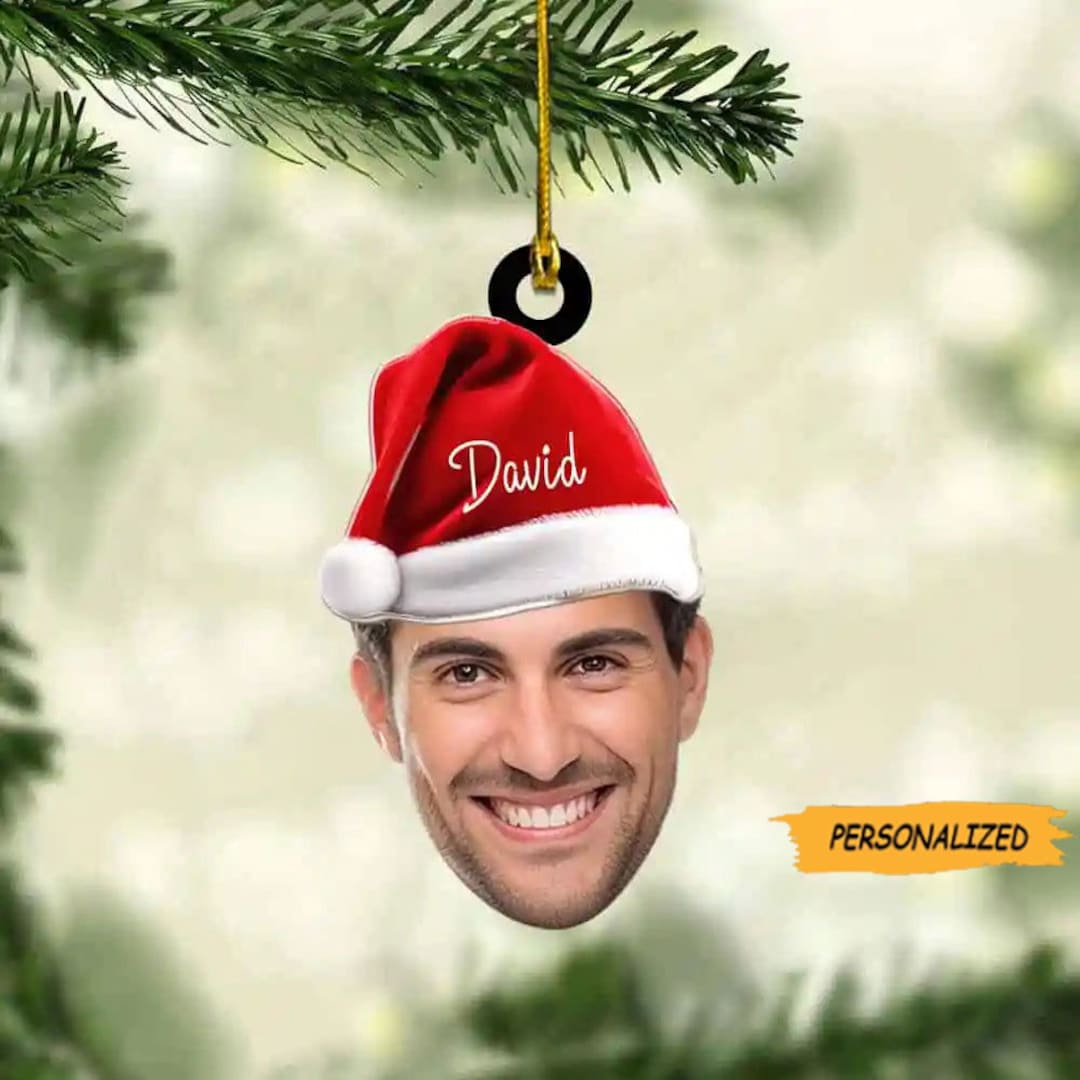Funny Christmas Face, Personalized Photo Ornament, Custom Photo ...