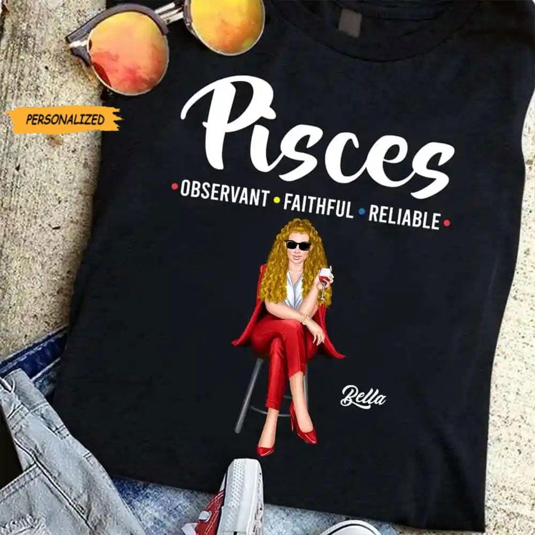 Personalized Custom Birthday Pisces Zodiac T Shirt, Pisces Birthday ...