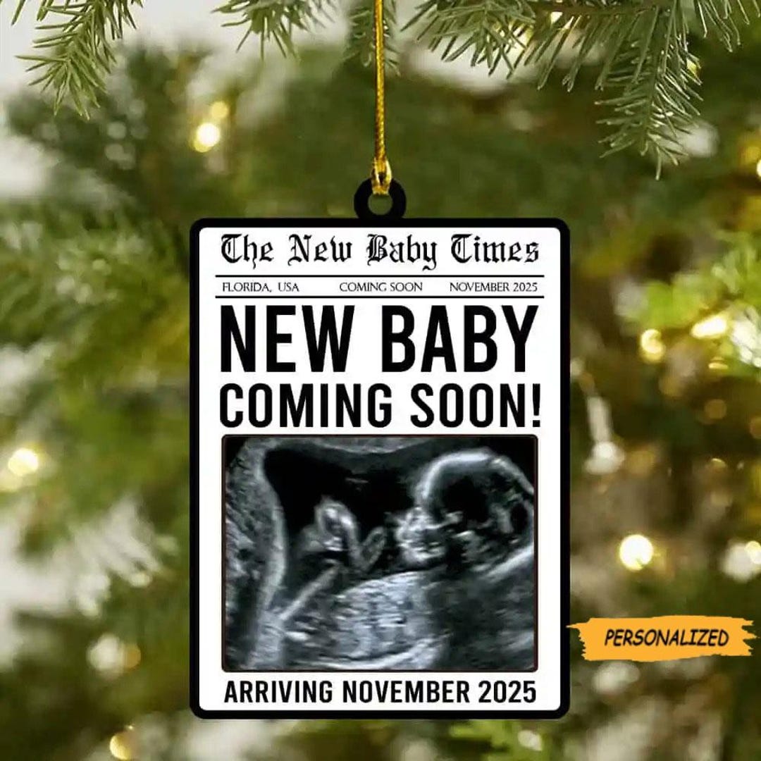 The New Baby Times Personalized Photo Acrylic Ornament, Unique ...