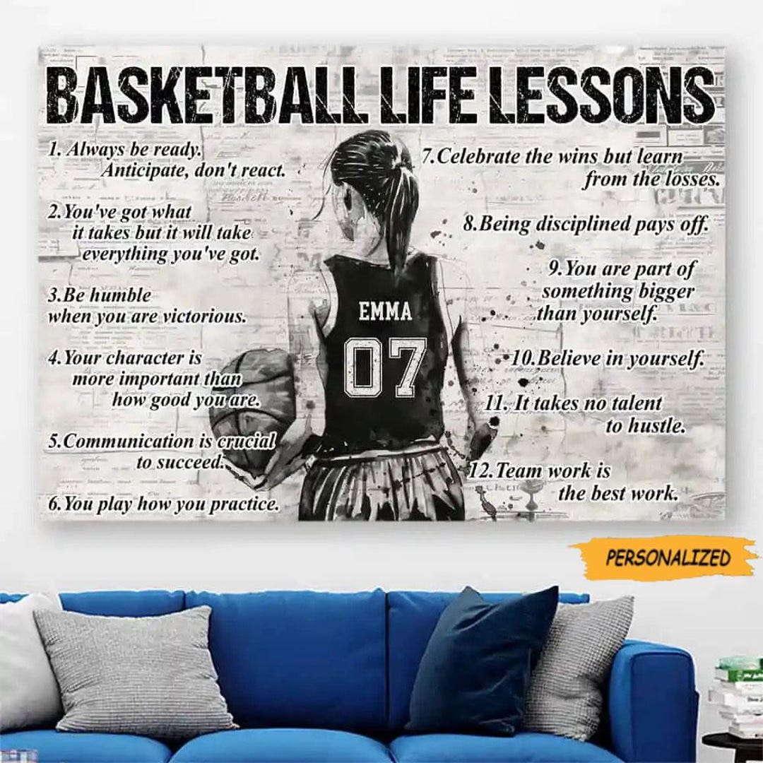 Basketball Life Lessons Personalized Poster, Basketball Gift for ...