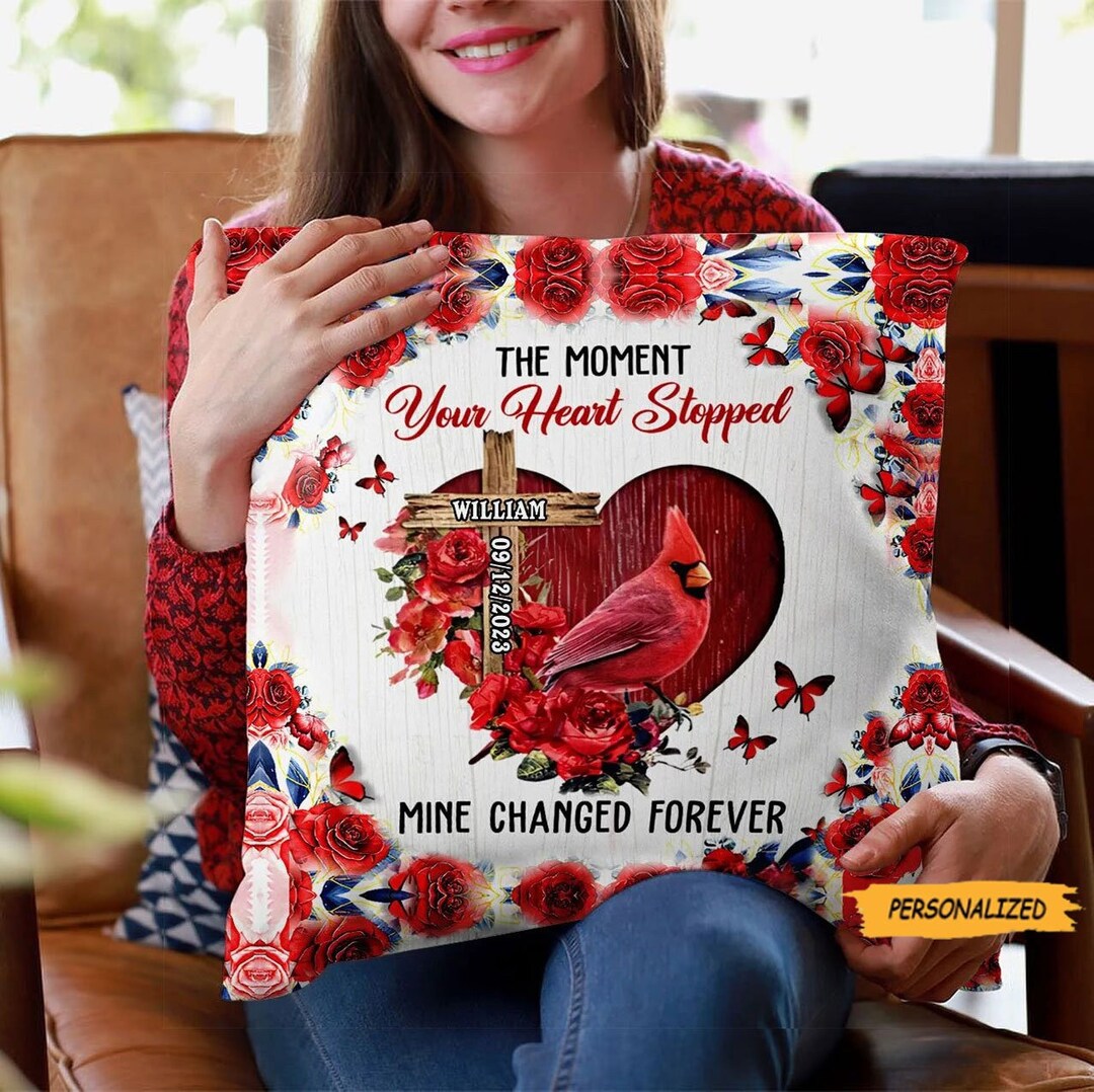 Personalized Memorial Gift the Moment Your Heart Stopped Pillow ...