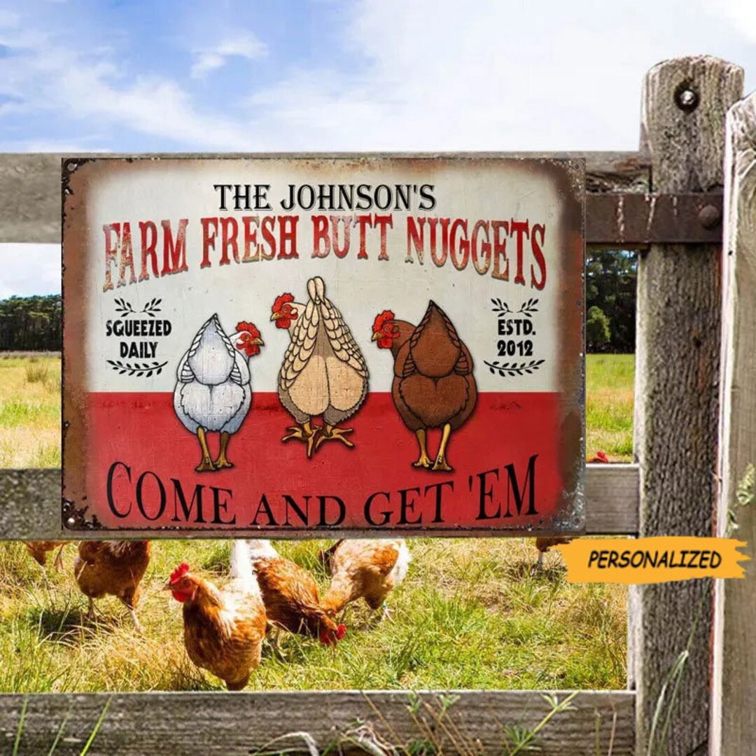 Chicken Nuggets Come, Personalized Custom Farmer Metal Sign Gift for ...