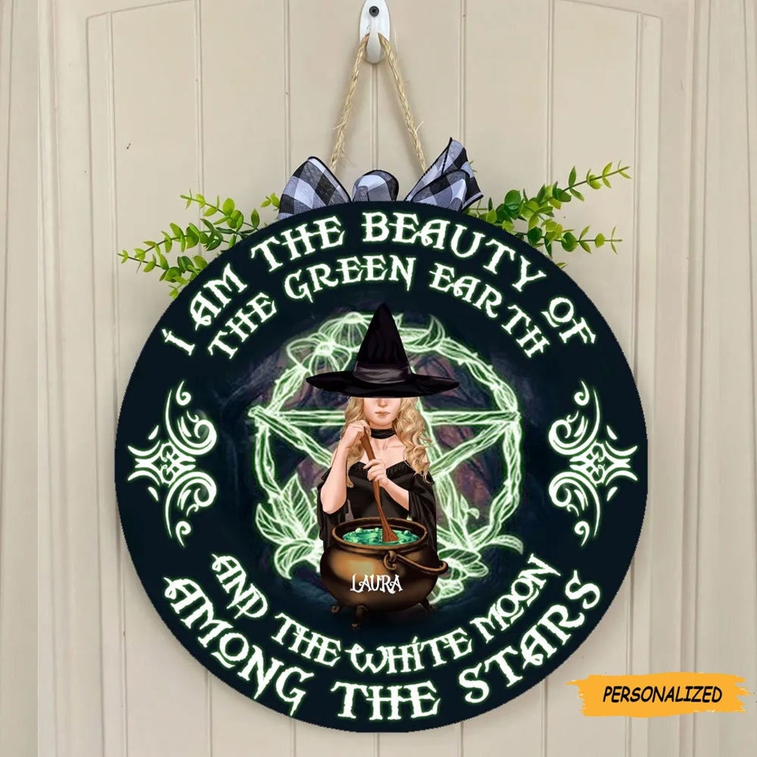 Personalized Custom Witch Circle Wooden Sign, Gift Idea for Halloween ...