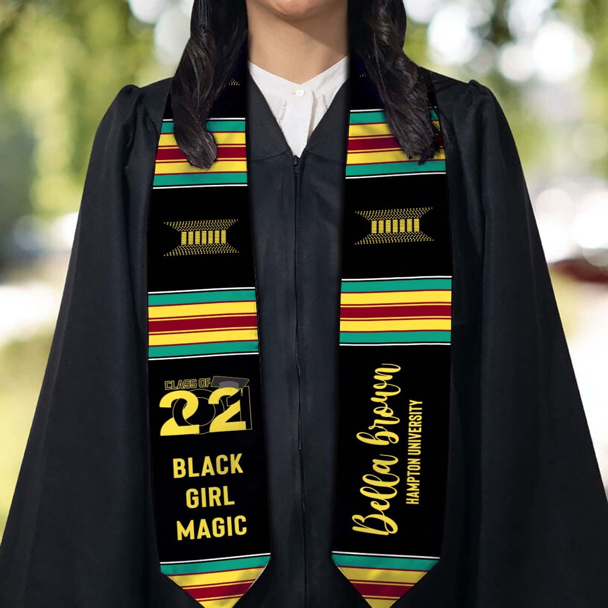 Custom Black Grad Matters Kente Graduation Stole Custom All Over