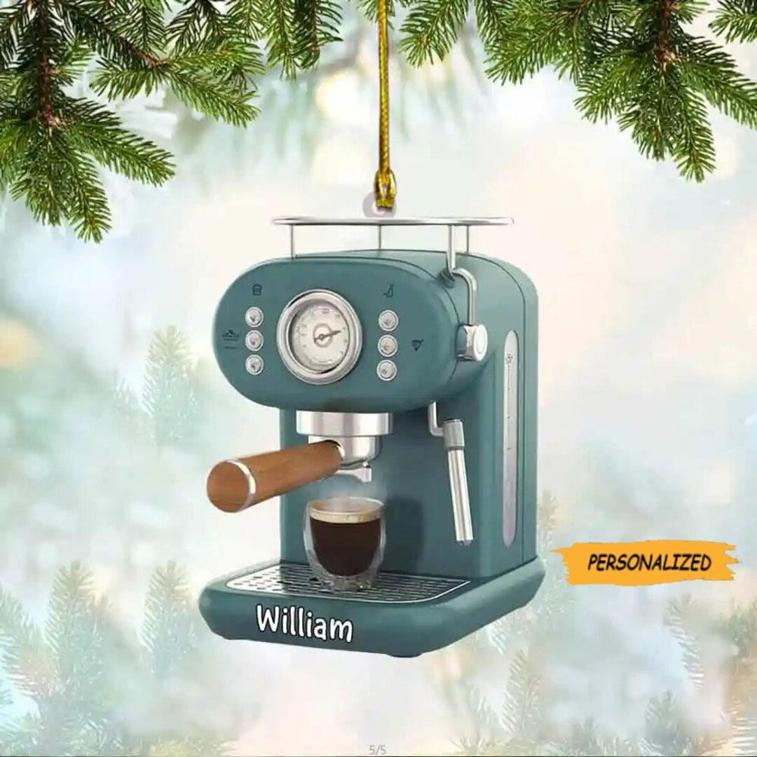 Personalized Coffee Machine Christmas Ornament, Gift for Coffee Lovers ...