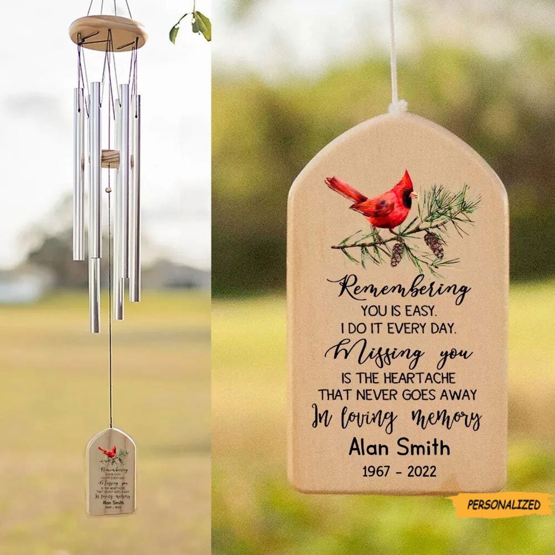 Cardinal Memorial Personalized Wind Chimes, Custom Memorial Gift ...