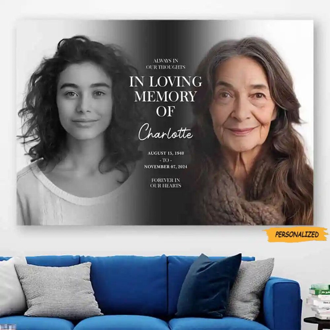 Personalized in Loving Memory Memorial Photo Canvas Poster, Bereavement ...