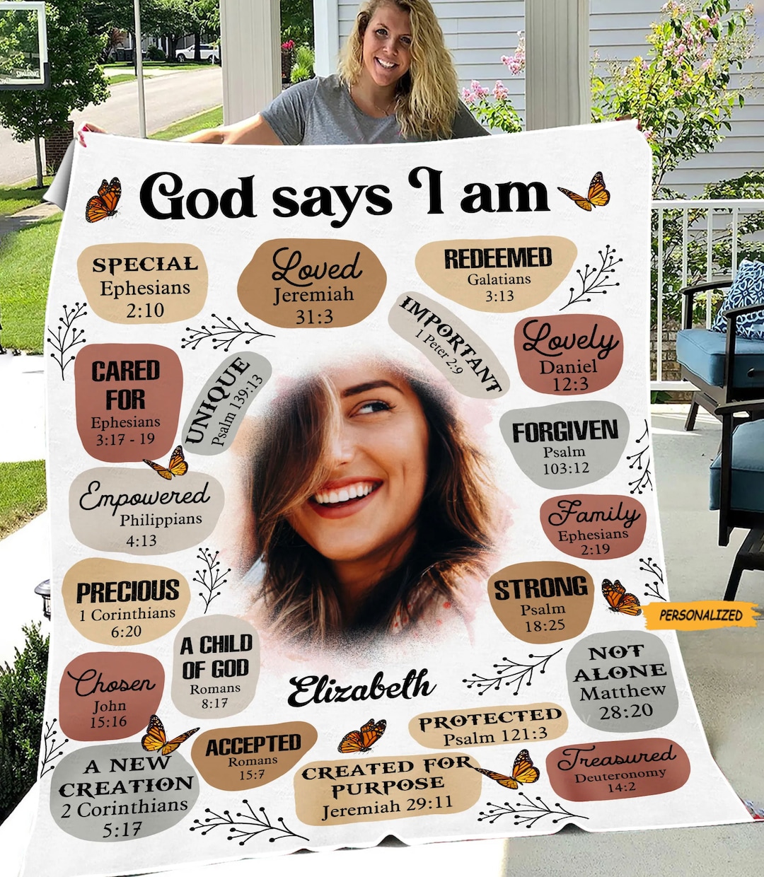 God Says I Am Photo Personalized Blanket, Meaningful Birthday Gifts ...