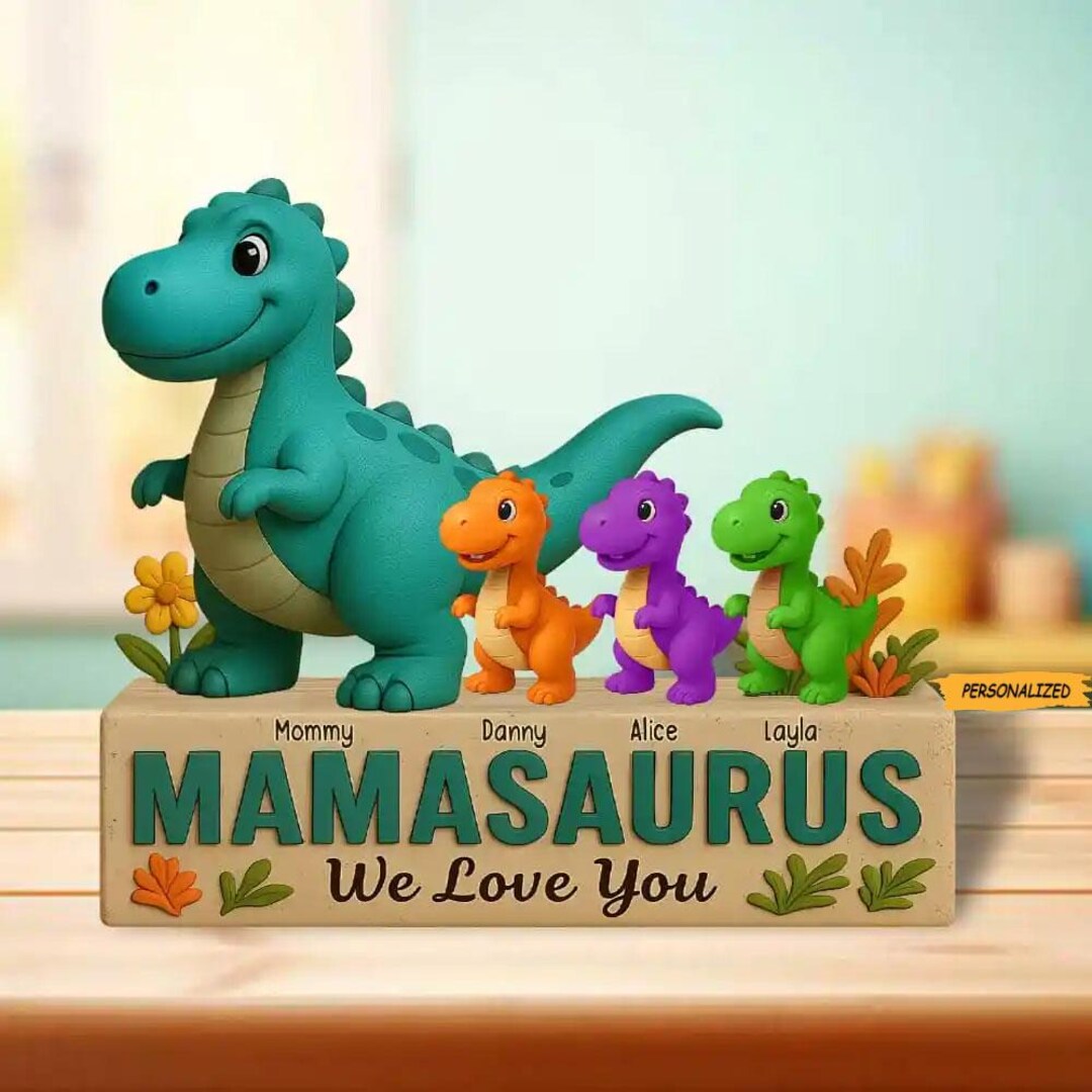 Mamasaurus We Love You, Personalized Dinosaur Custom Shaped Acrylic ...