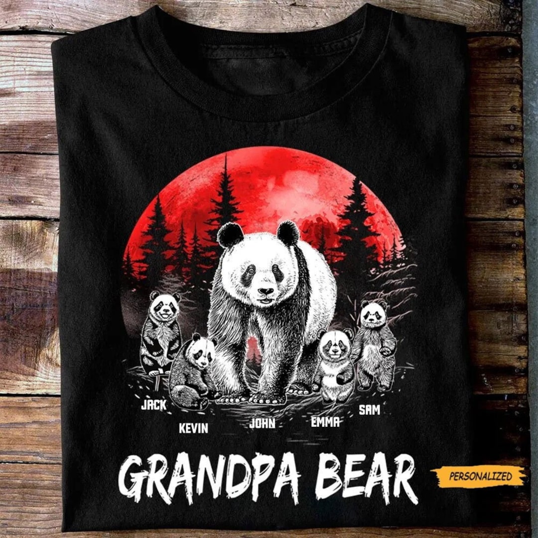Panda Dad Personalized T Shirt, Custom Panda Bear With Kids Shirt Gift ...