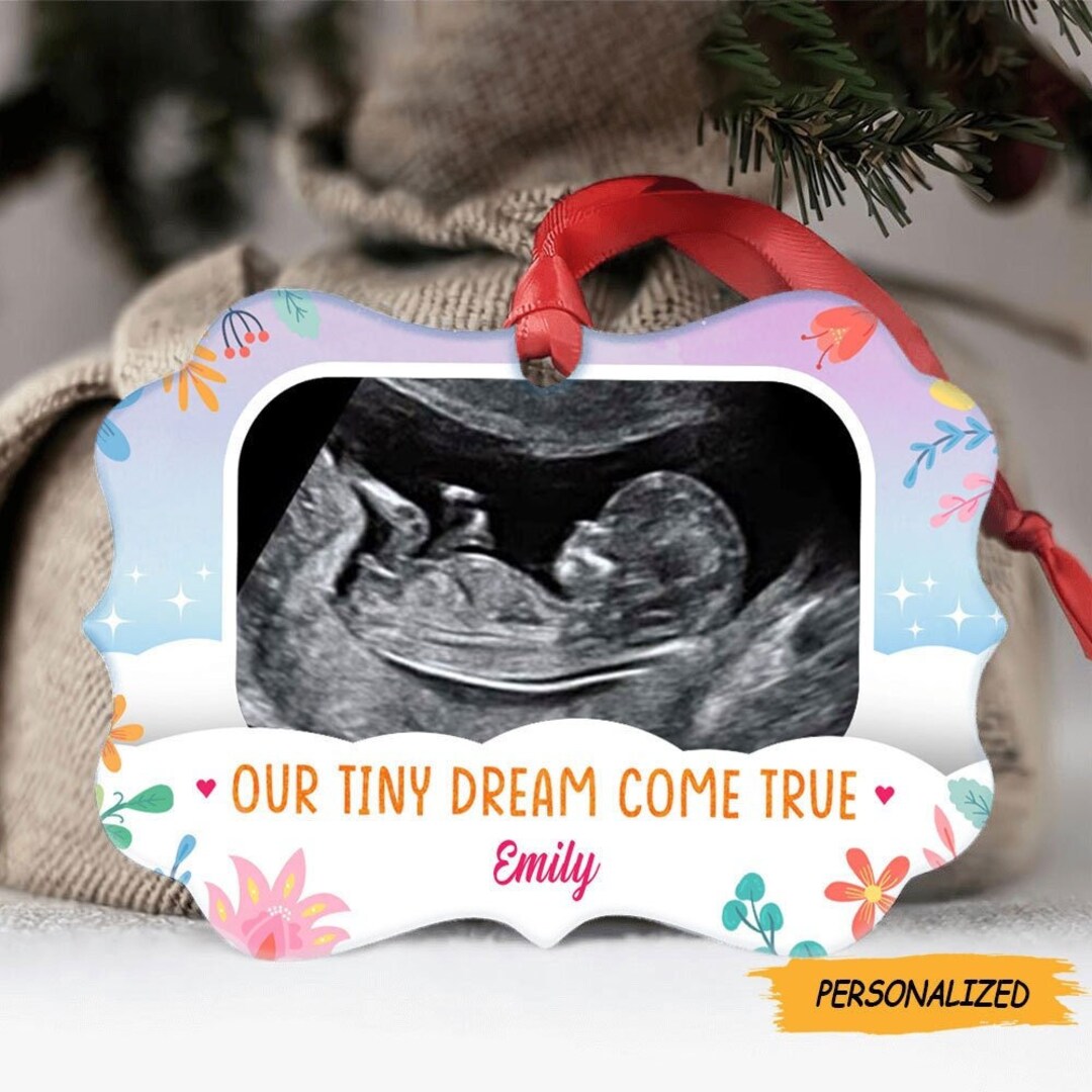Personalized Baby Bump Sonogram Christmas Aluminum Ornament, Gift for ...