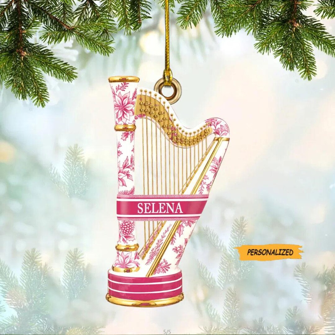 Personalized Harp Toile De Jouy Custom 2D Flat Acrylic Ornament, Gift ...