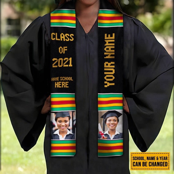 Custom Black Grad Matters Kente Graduation Stole Custom All Over