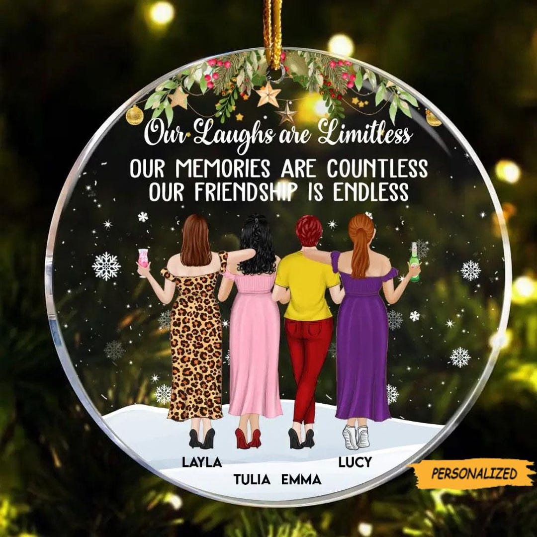 Friends We Never Walk Alone, Personalized Circle Acrylic Ornament, Gift ...