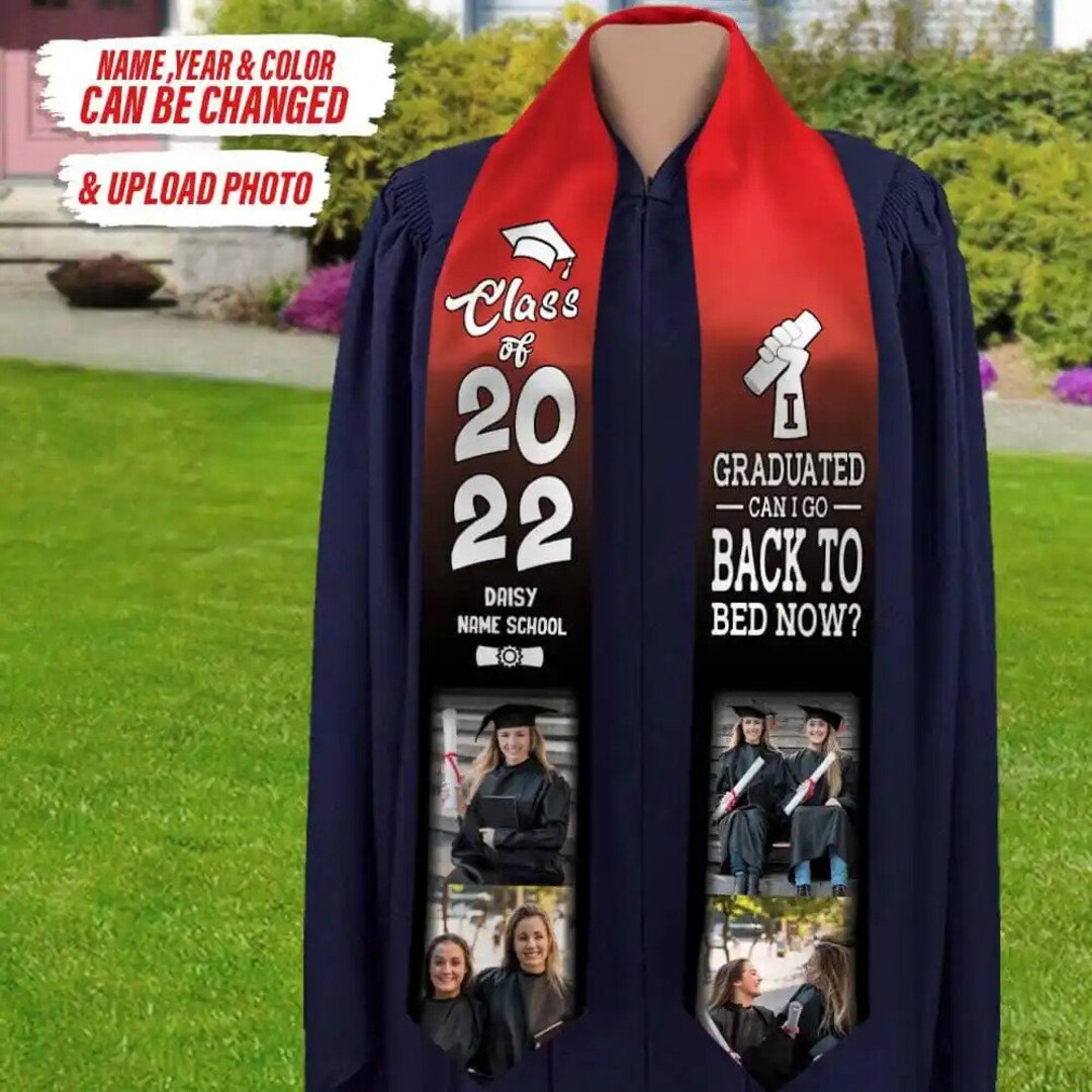 I Graduated Can I Go Back to Bed Now, Personalized Graduation Stoles, Custom Graduation Sashes ...