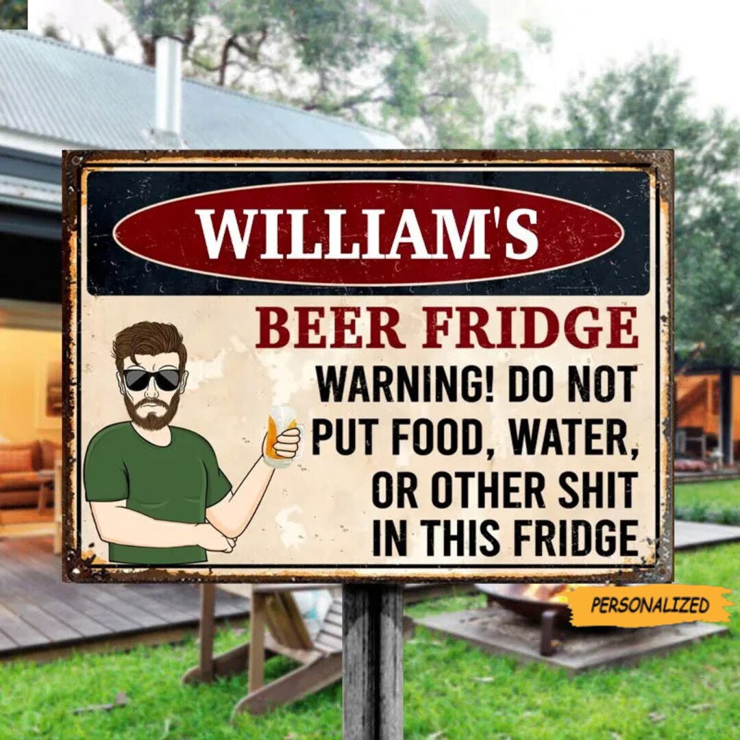 Personalized Custom Beer Fridge Metal Sign, Gift Idea for Man, Beer ...