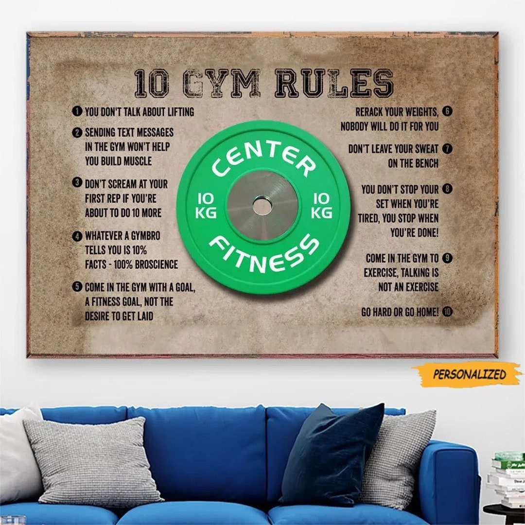 10 Gym Rules Fitness Personalized Custom Poster Canvas, Gift for ...