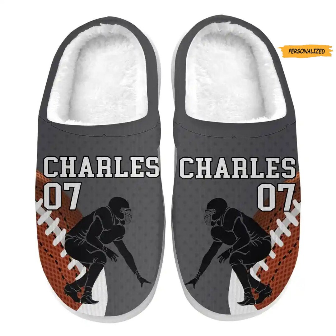 Football American Player, Personalized Slippers With Custom Name ...