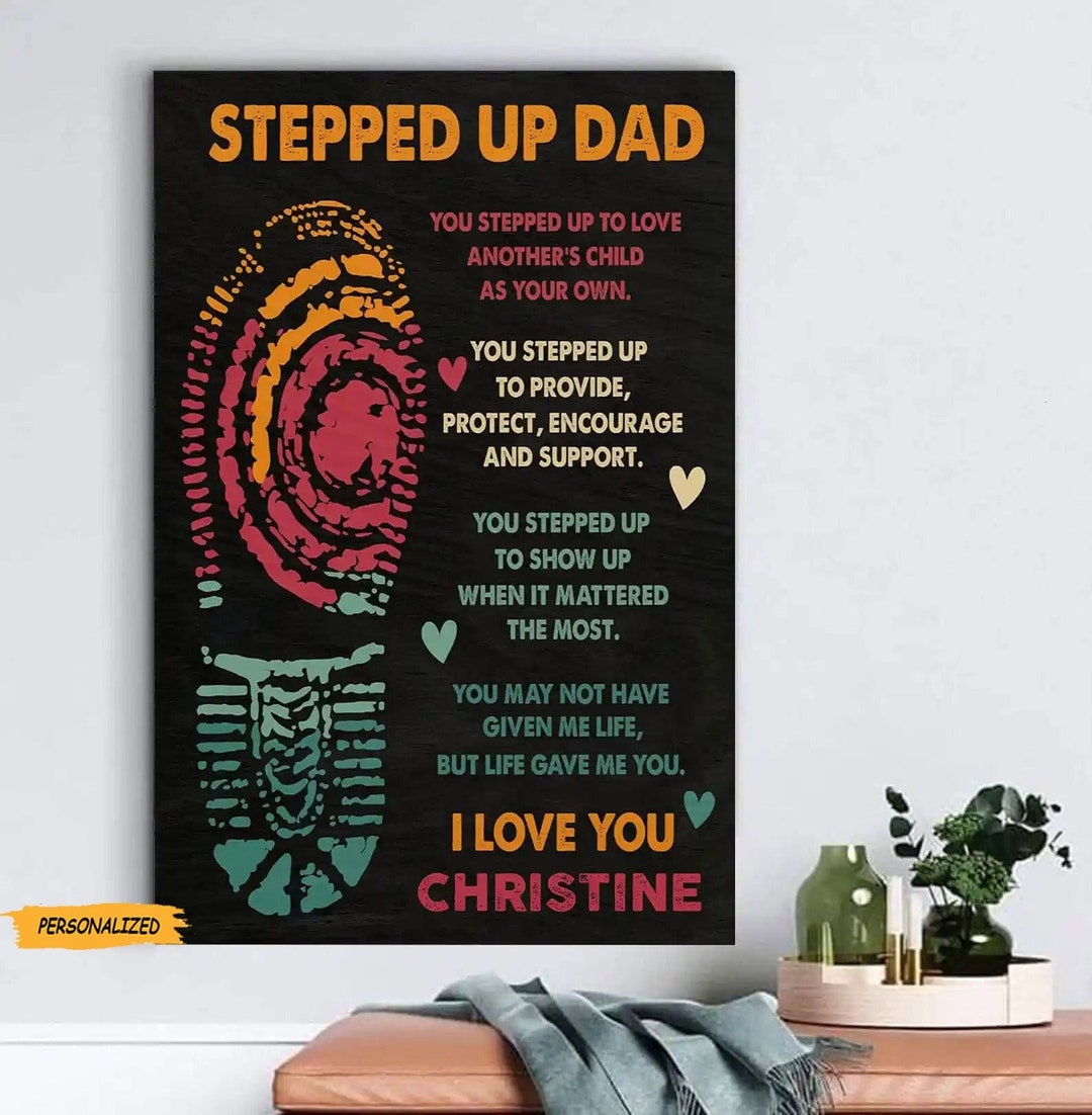 Personalized Step Dad Gift From Daughter Son You Stepped up Footprint ...