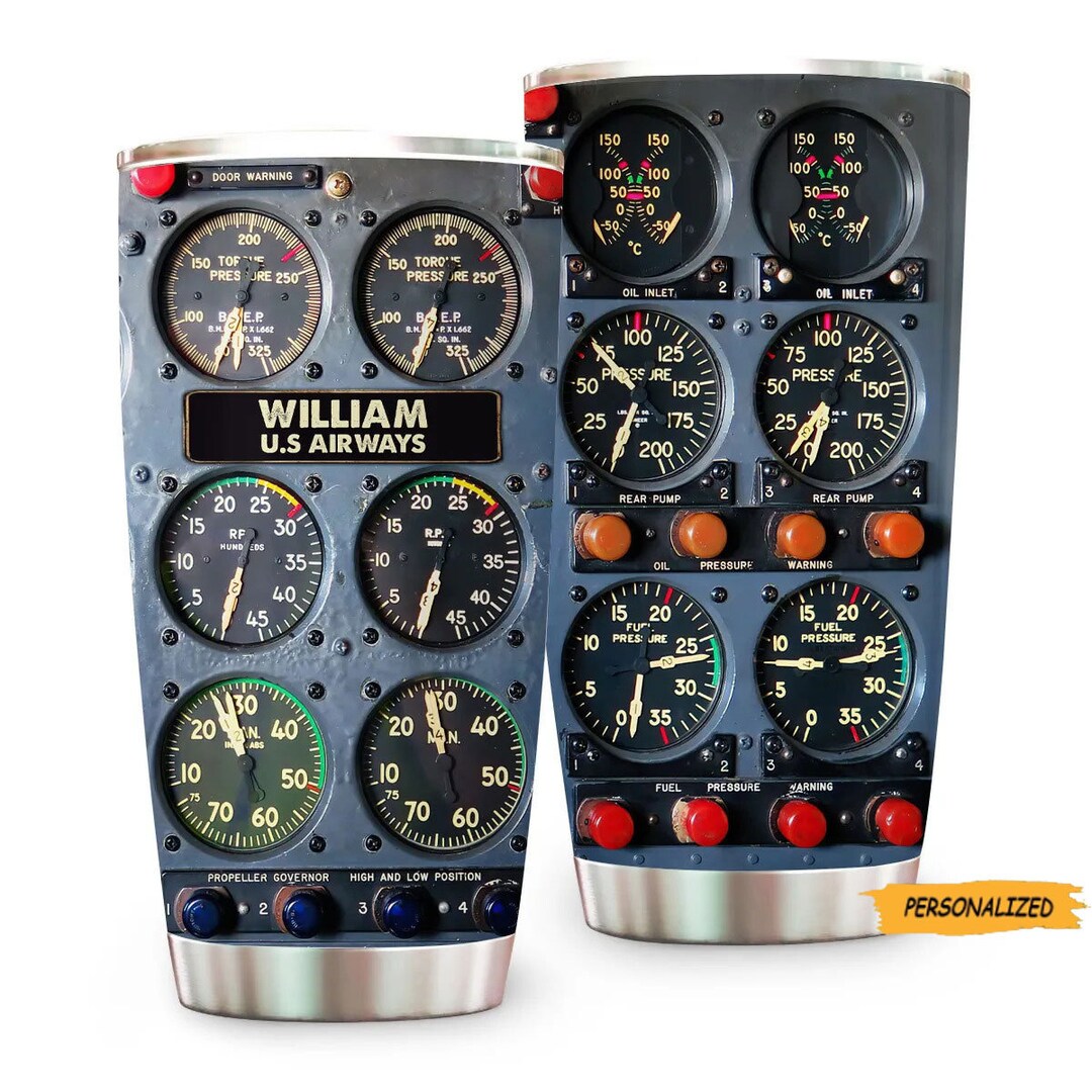Personalized Flight Instruments Panel Tumbler Cup, Custom Name Gift for ...