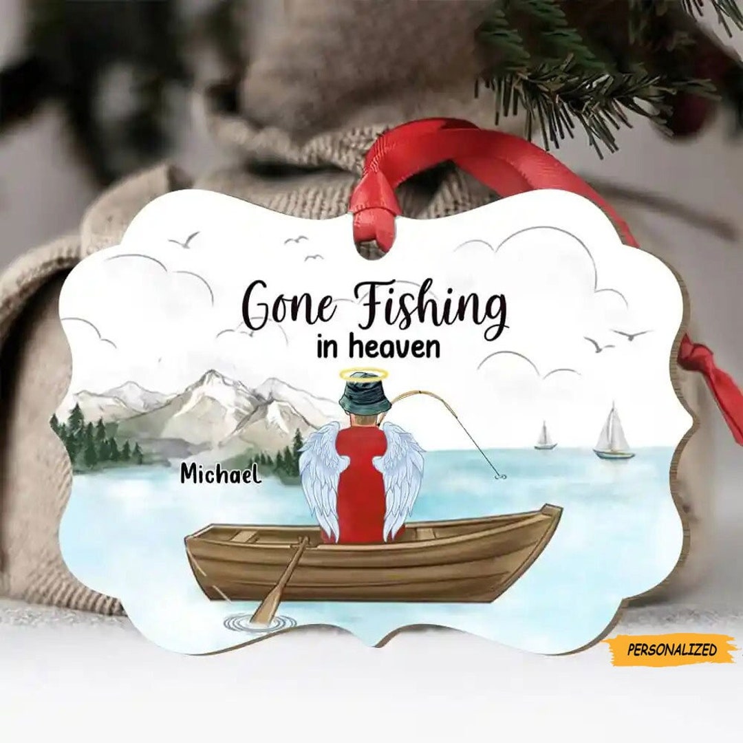 Personalized Custom Fishing in Heaven Aluminium Ornament, Memorial Gift ...