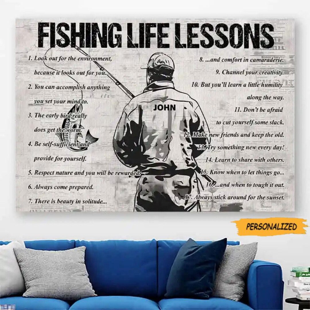 Fishing Life Lessons Personalized Poster, Gift for Fishing Lovers, Him ...