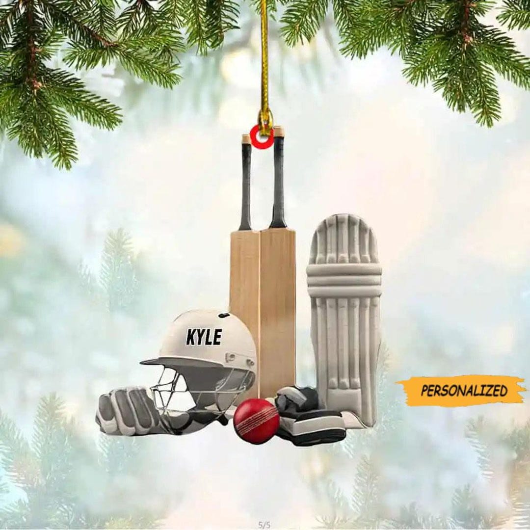 Personalized Cricket Set Acrylic Ornament, Gift for Cricket Lover ...