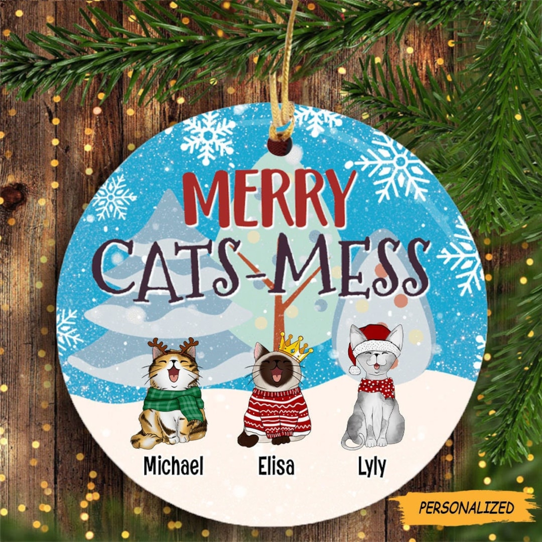Merry Cat Mess Personalized Cat Breeds Circle Ceramic Ornament, Cat ...