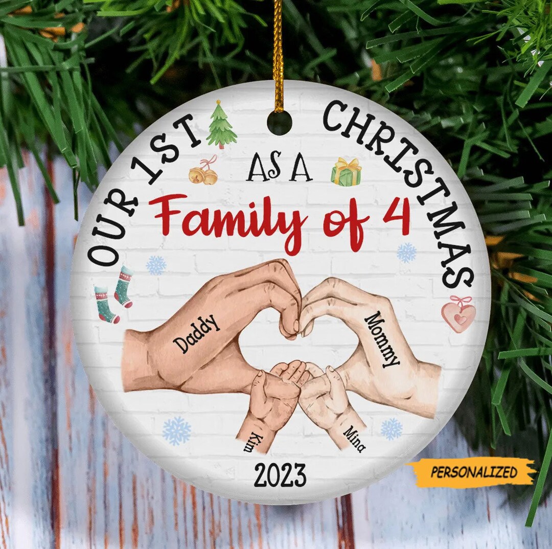 1st Christmas Together Family Holding Hands, Personalized Ornament ...