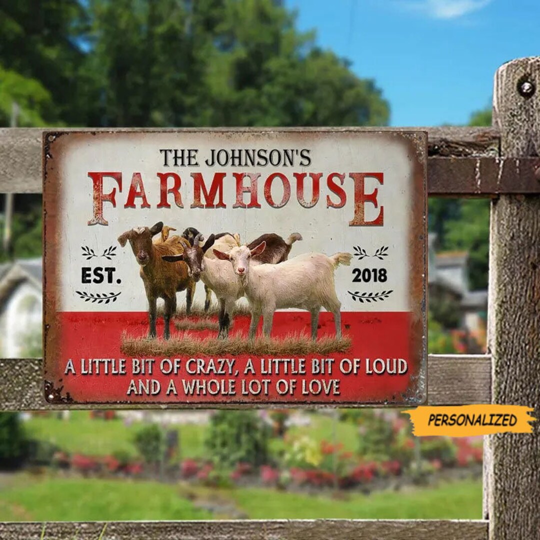Goat Farmhouse A Little Bit of Personalized Custom Classic Metal Sign ...