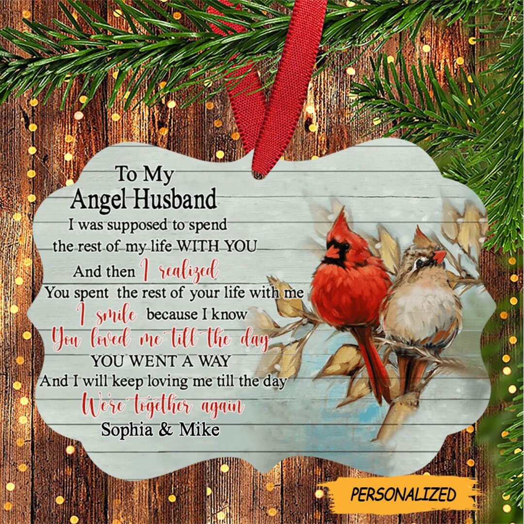 Cardinal Birds to My Angel Husband Personalized Aluminum Ornament ...
