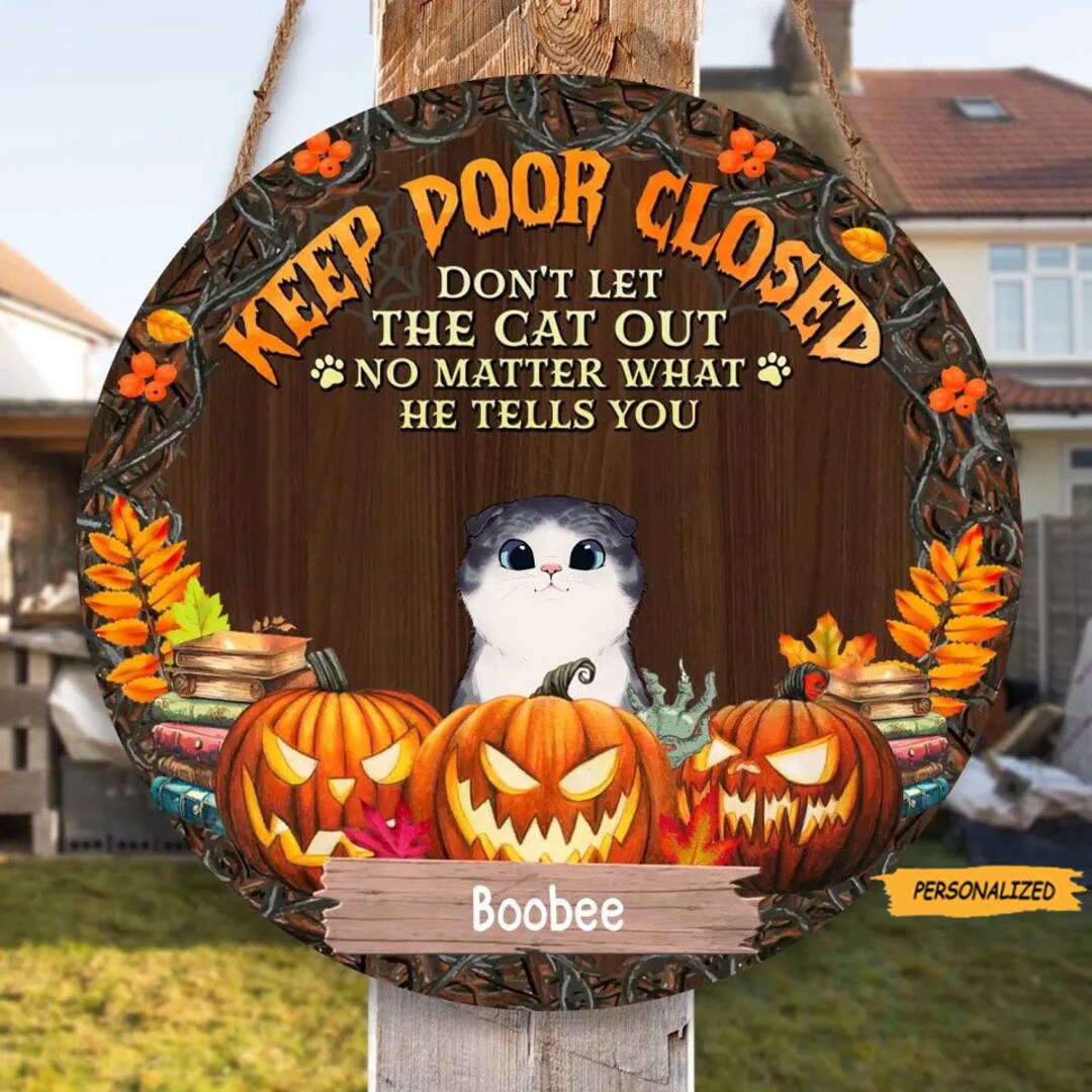 Personalized Cats Circle Door Sign, Gift Idea for Cats Lovers/halloween ...